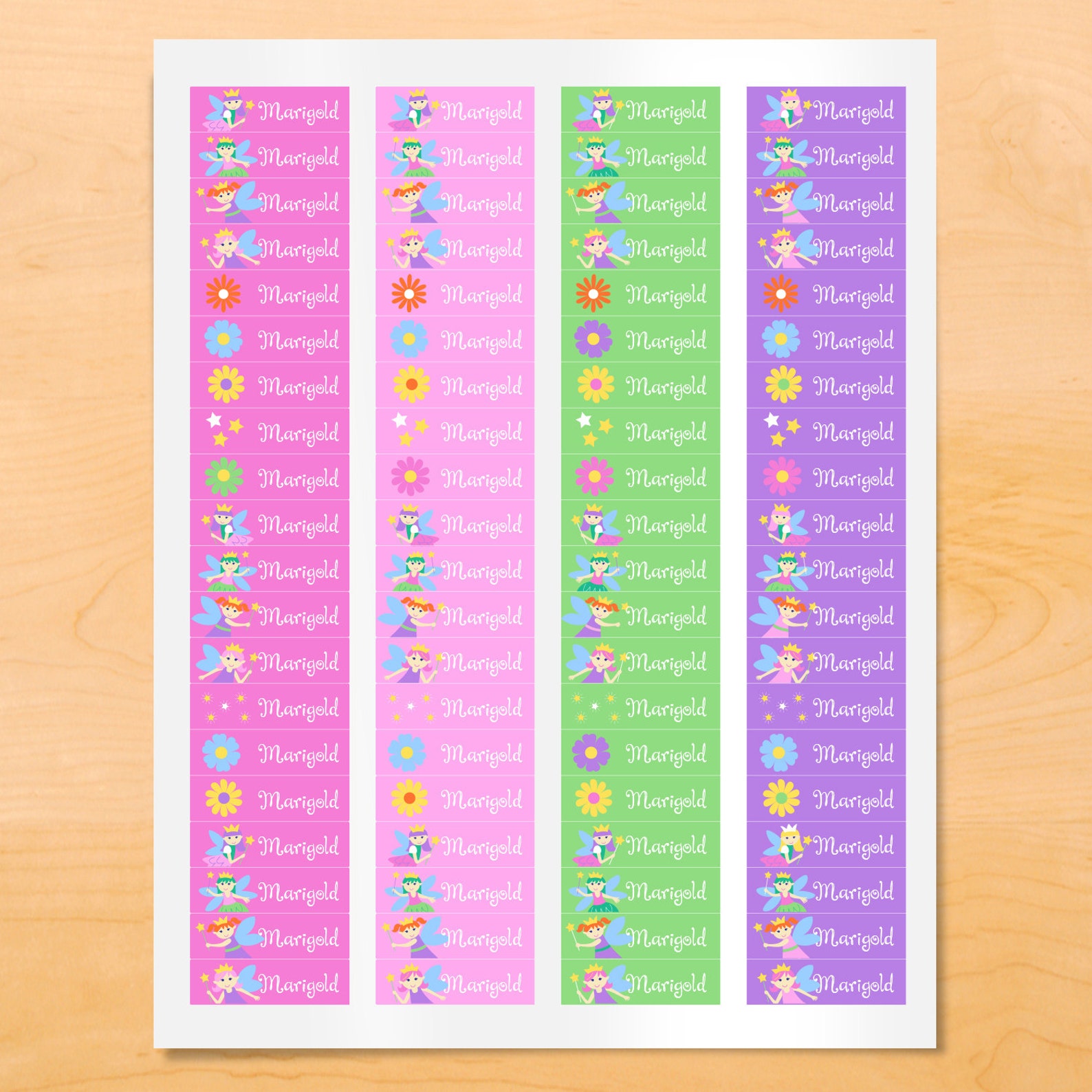Girls Fairy Princess Waterproof Name Labels, Personalized Fairy Daycare ...