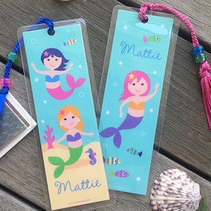 Kid's Personalized Mermaids Bookmarks, Girls Ocean Bookmarks, Bookmark ...