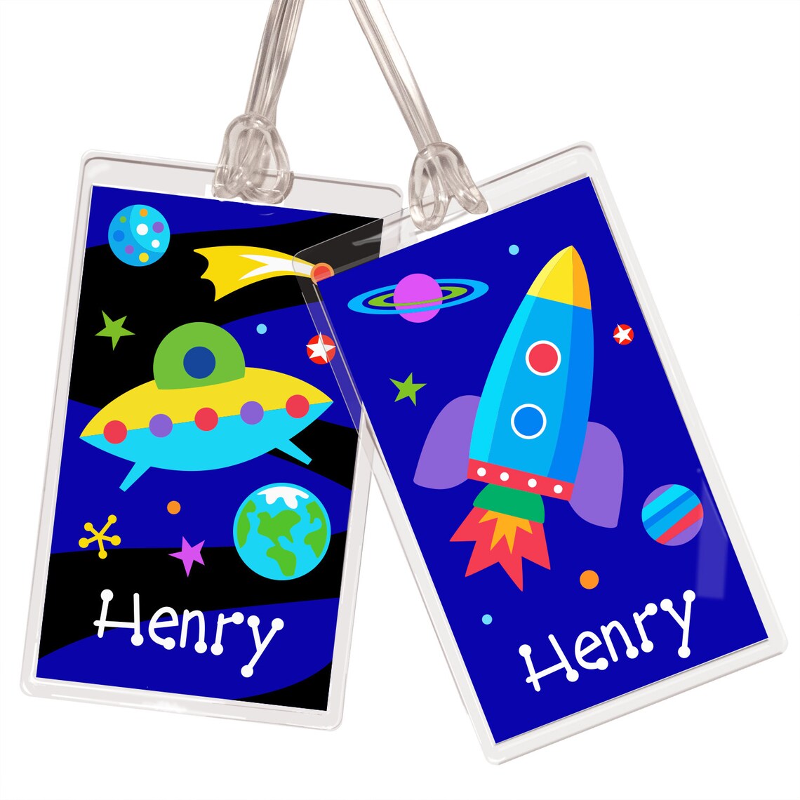 Kid's Personalized Outer Space Name Tags Out of This - Etsy