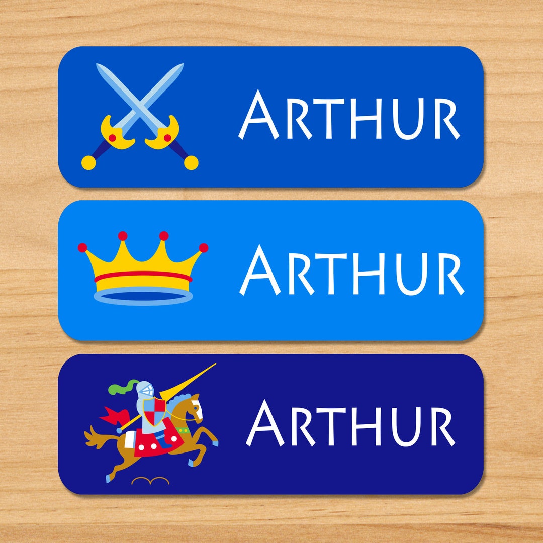 Boys Knight Waterproof Name Labels Personalized Fairytale - Etsy