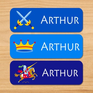 Boys Knight Waterproof Name Labels, Personalized Fairytale Daycare ...