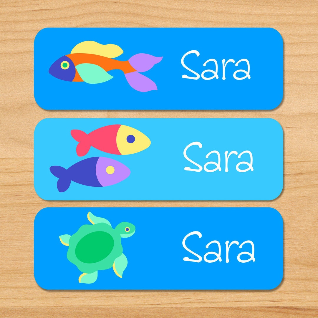 Kids Somethin' Fishy Waterproof Name Labels, Personalized Ocean Daycare ...