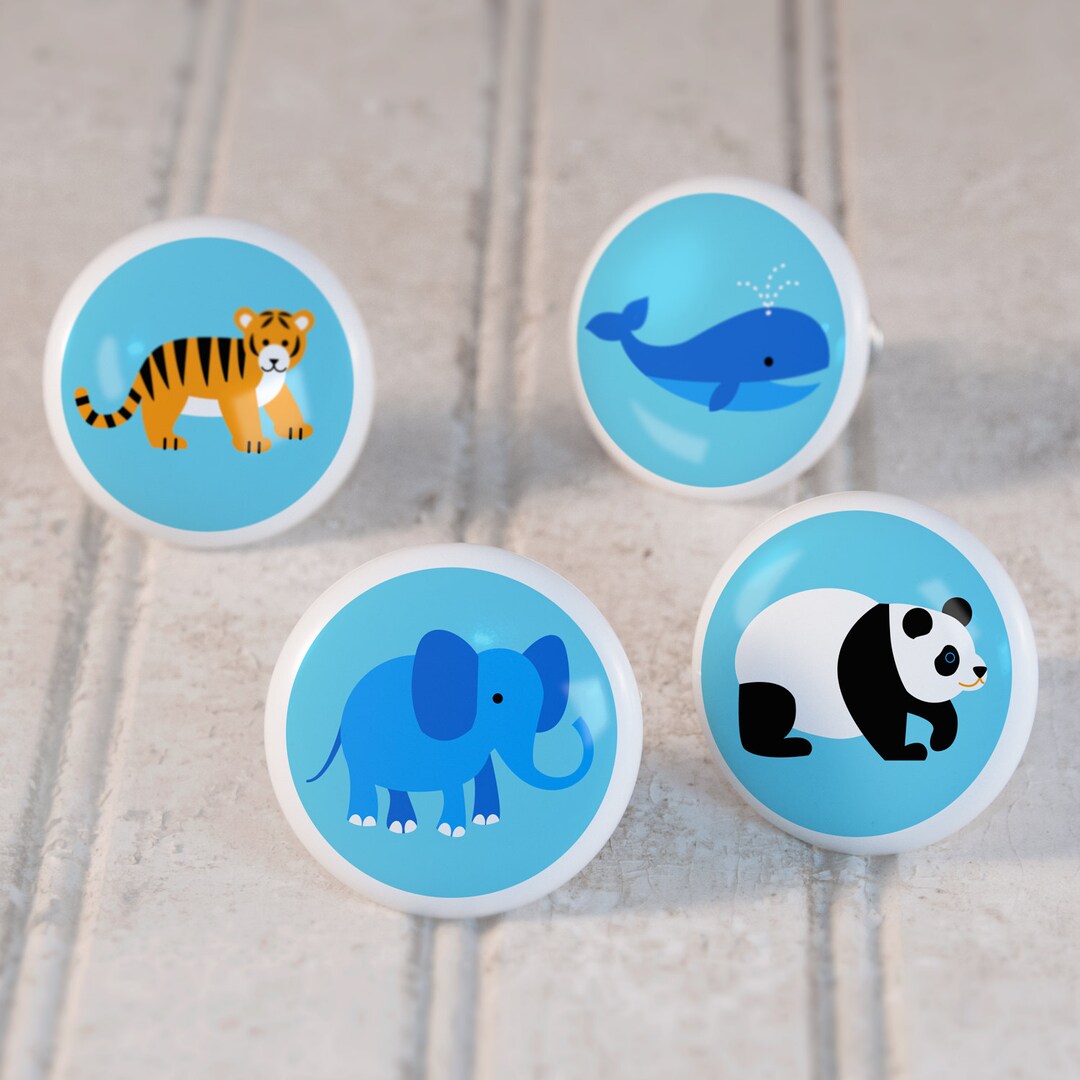 Kid's Endangered Animals Drawer Knobs, Ceramic Drawer Knobs, Decorative ...