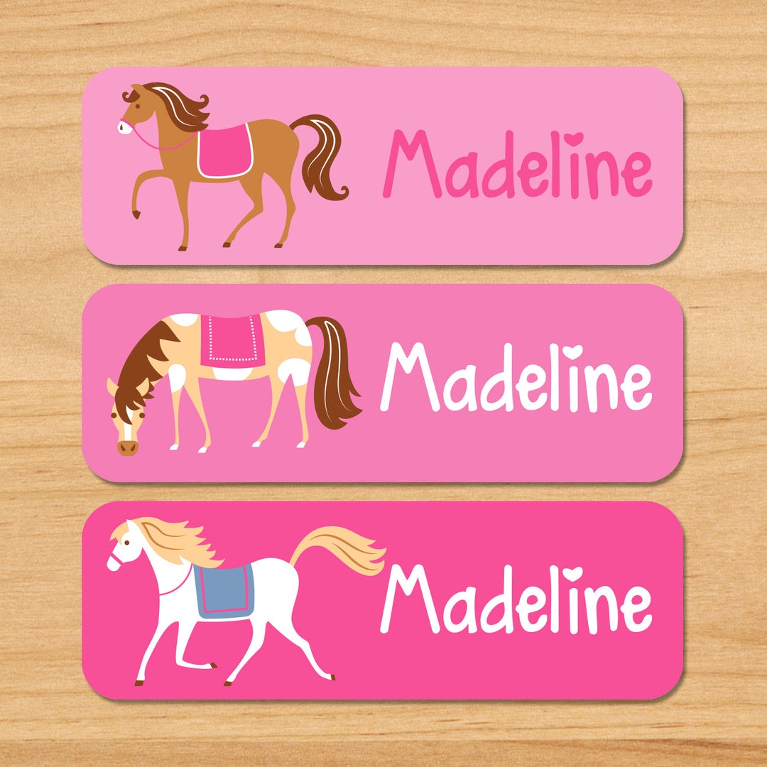Horse Waterproof Name Labels, Personalized Pony Daycare Labels, School ...