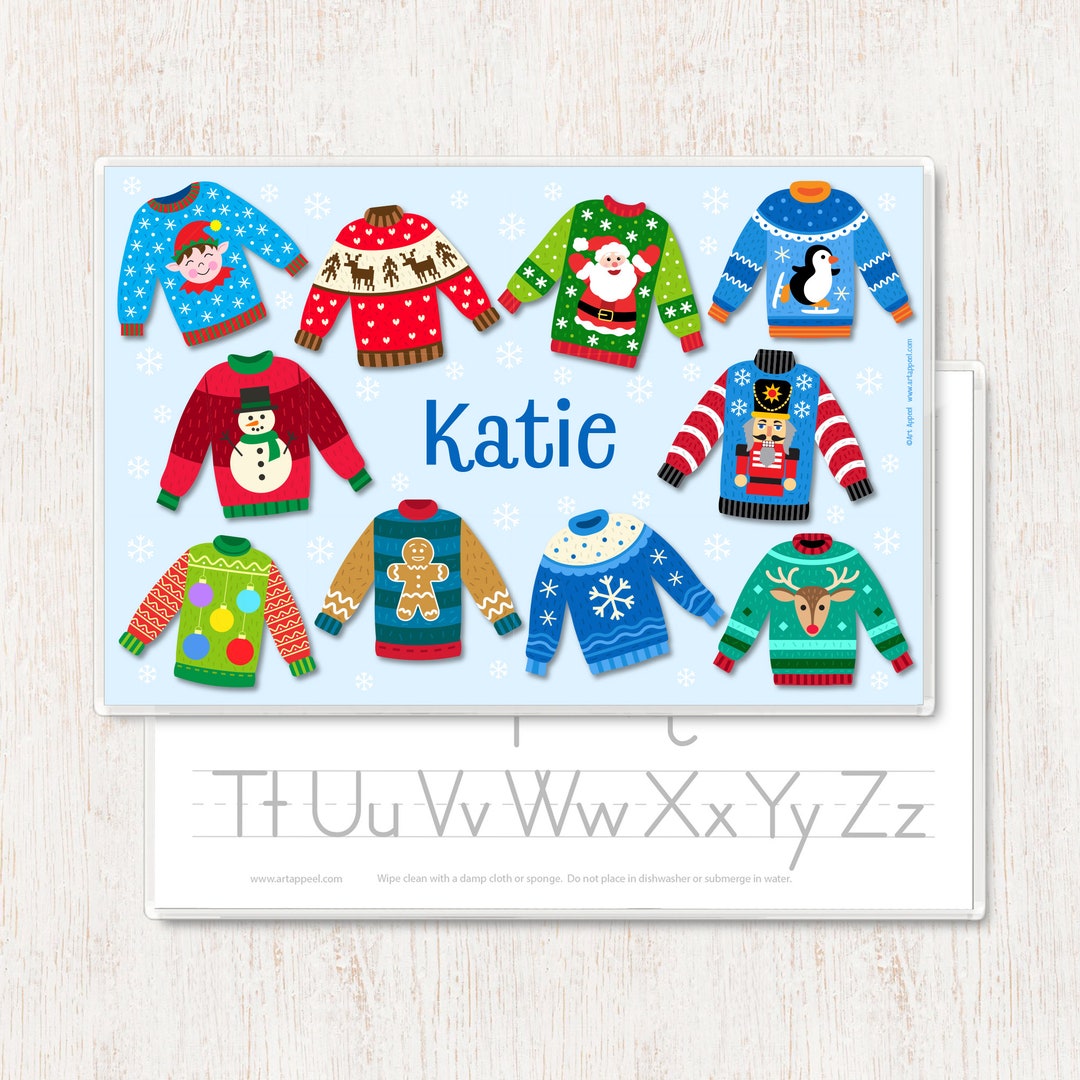 Ugly Christmas Sweater Personalized Kids Placemat ,custom Holiday ...