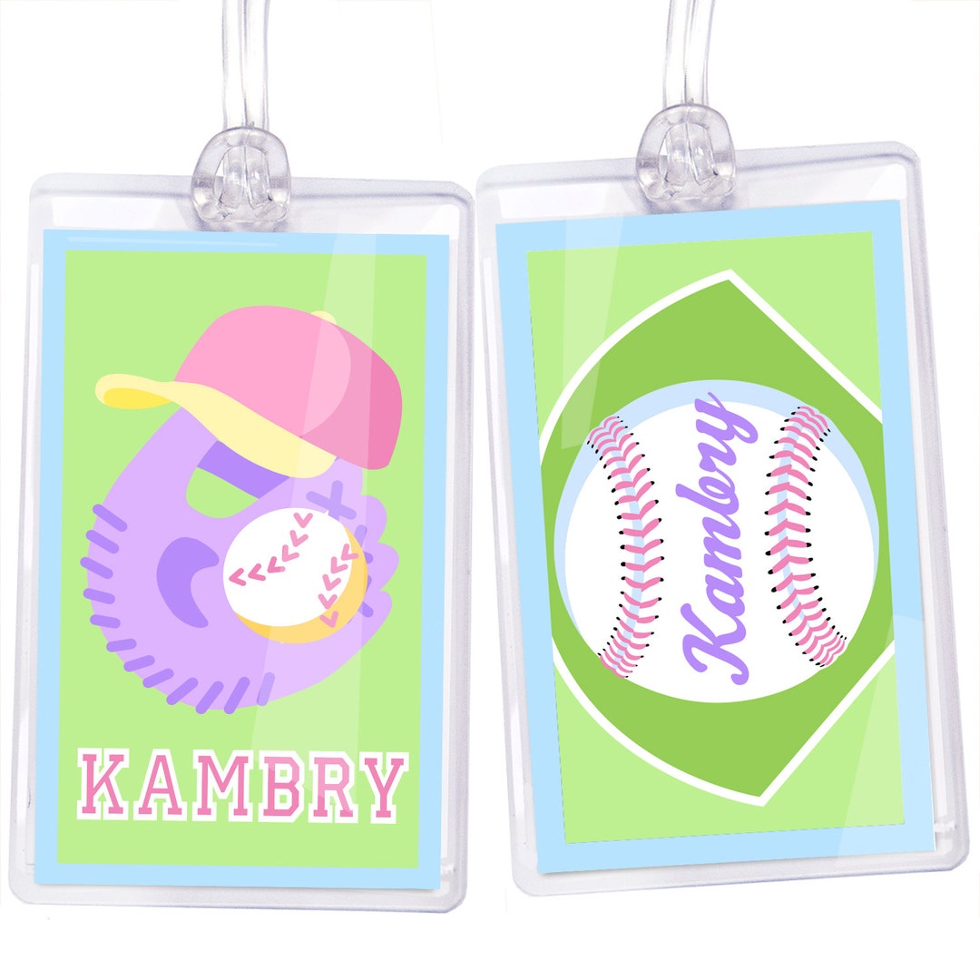 Girl's Personalized Softball Name Tag Set - Etsy