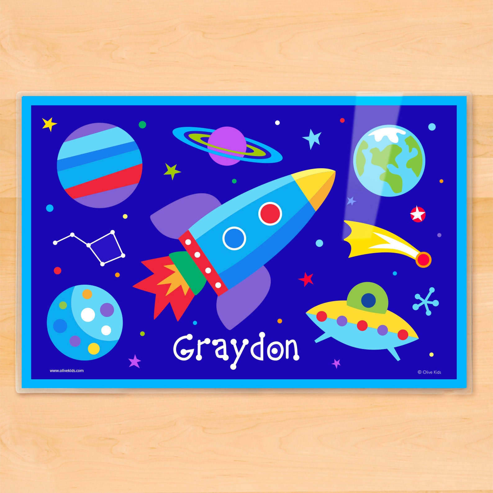 Kids Personalized Outer Space Placemat Olive Kids Out of This - Etsy