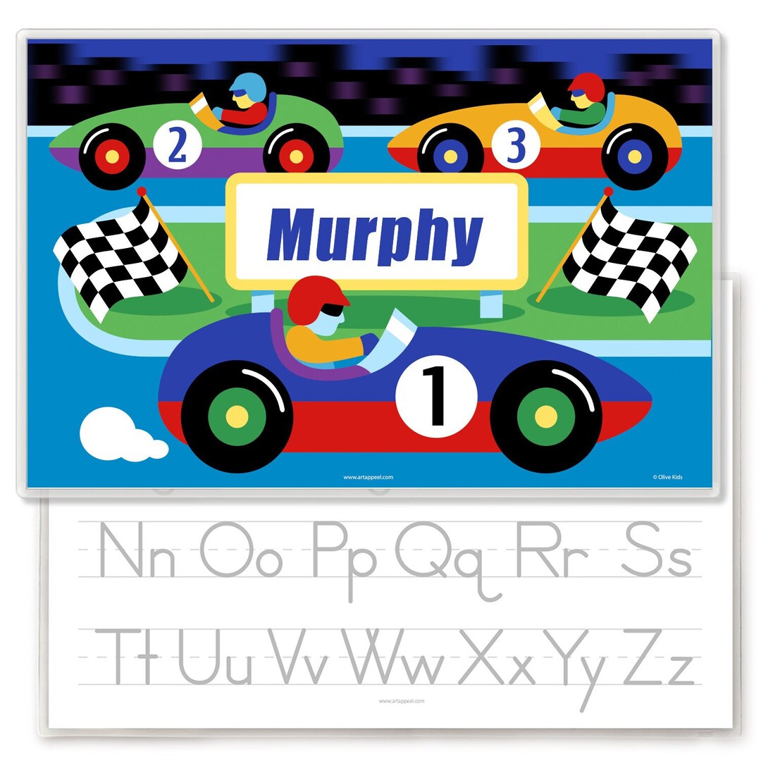 Kids Personalized Race Car Placemat, Vroom Placemat by Olive Kids ...