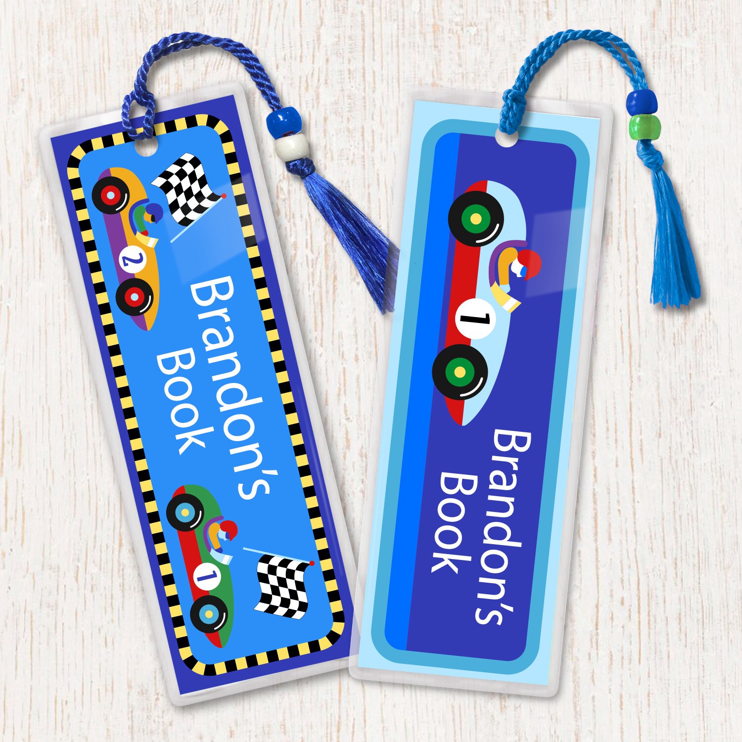 Kid's Personalized Race Car Bookmarks Boy's Laminated - Etsy UK