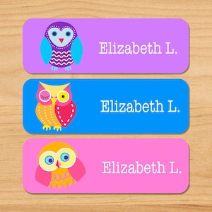 Kids Owls Waterproof Name Labels, Personalized Owl Daycare Labels, Baby ...