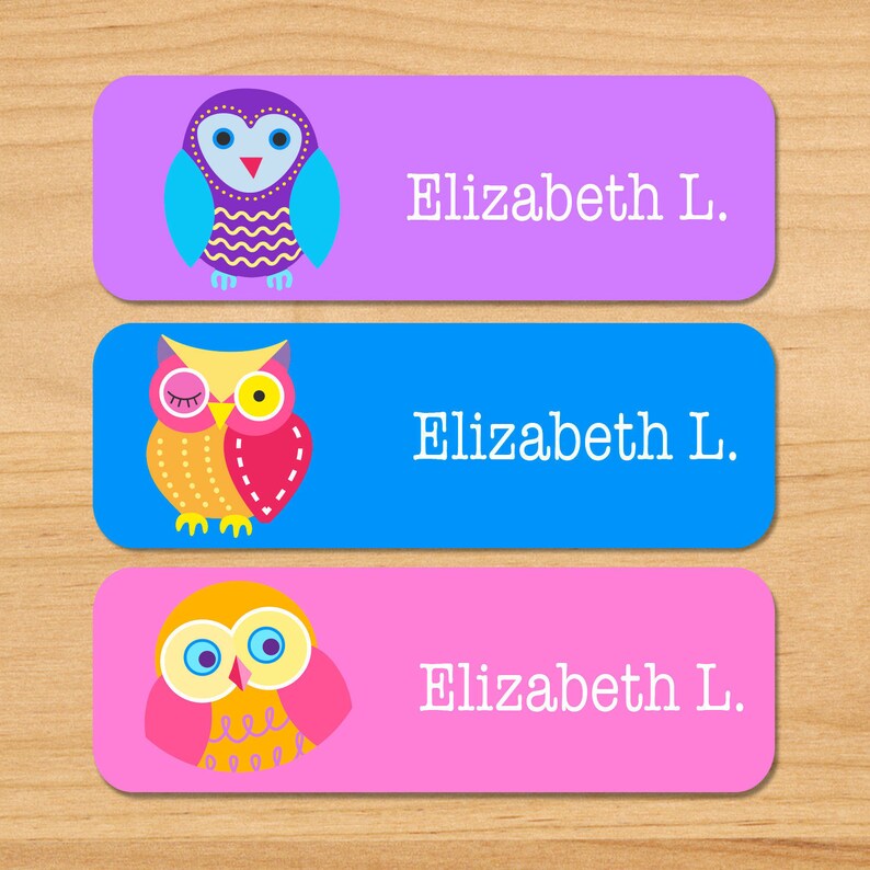 Kids Owls Waterproof Name Labels Personalized Hoot Daycare - Etsy