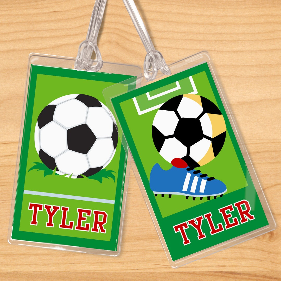 Boys Personalized Soccer Name Tag Set, Kid's Soccer Name Tags, Soccer ...