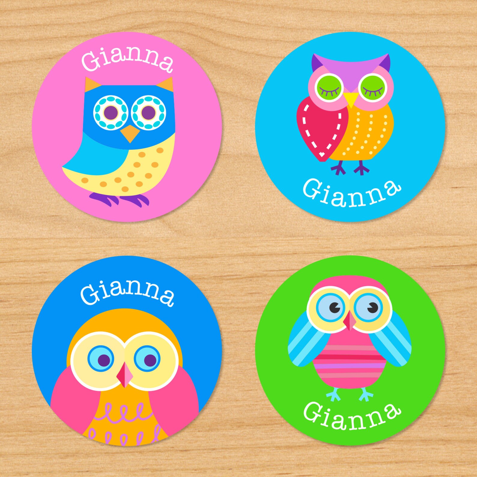 Kids Owls Waterproof Name Labels, Personalized Owl Daycare Labels, Baby ...
