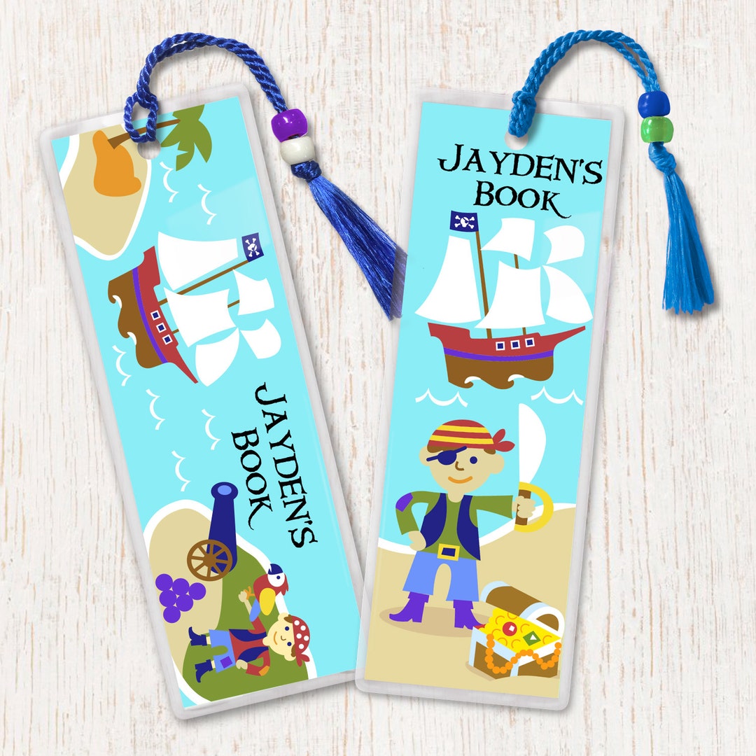 Kid's Personalized Pirate Bookmarks, Children's Pirate Ship Bookmarks ...