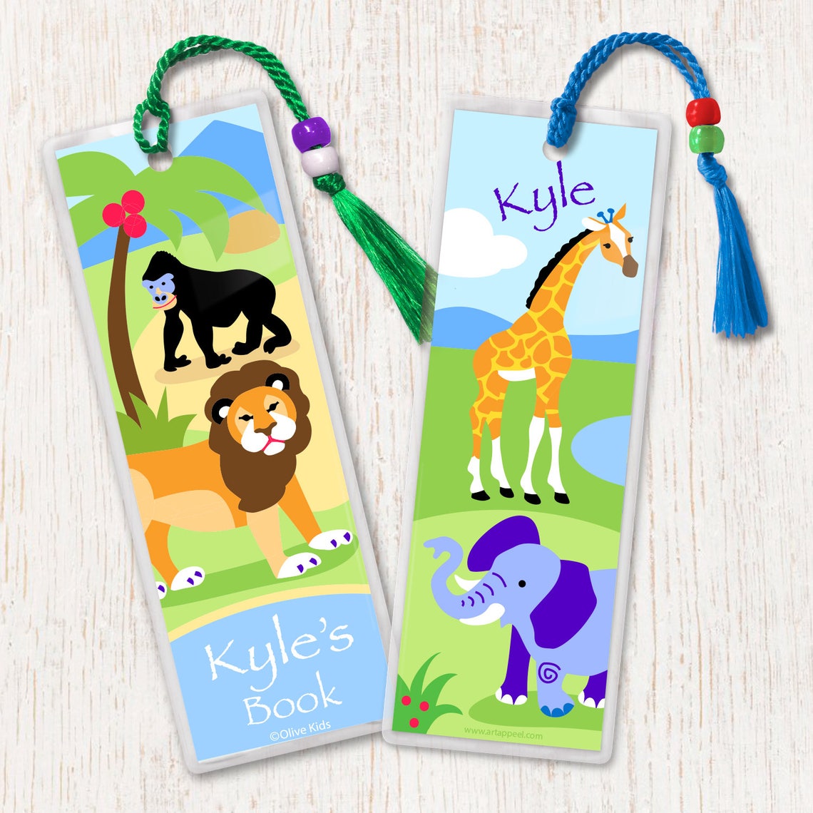 Jungle Animals Bookmarks Set of 2 Personalized Bookmarks - Etsy