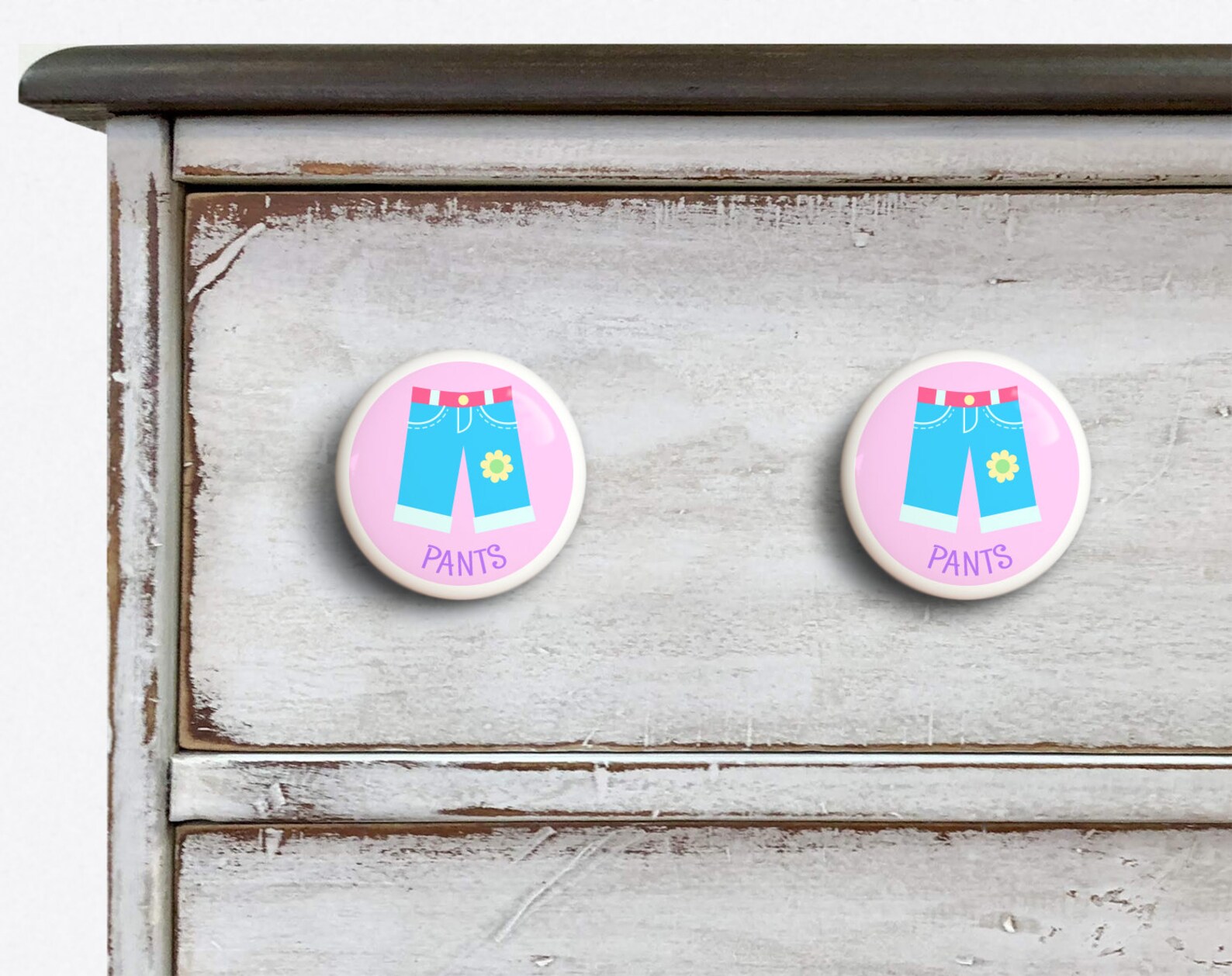 Girls Pants Drawer Knobs, Set of 2 Knobs, Dresserz Kids Drawer Pull ...