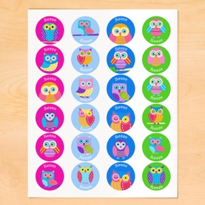 Kids Owls Waterproof Name Labels, Personalized Owl Daycare Labels, Baby ...