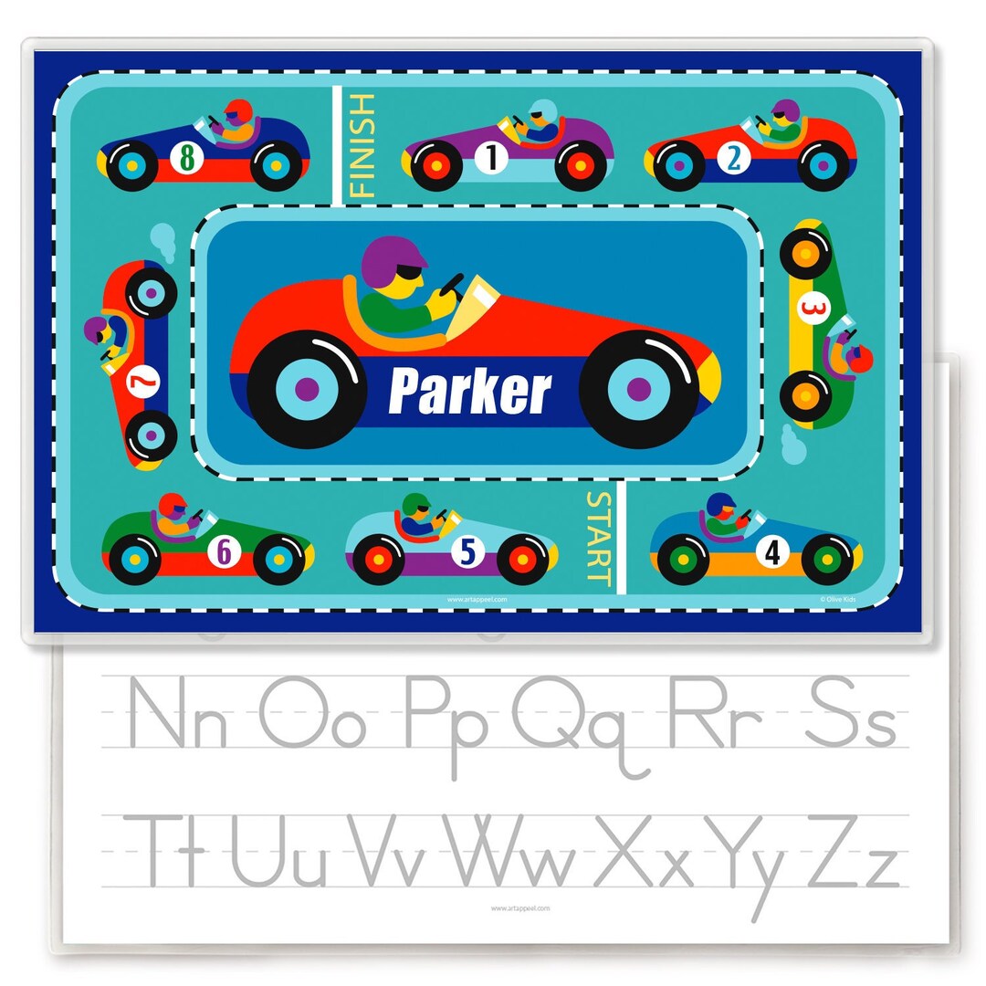 Personalized Kids Race Car Placemat, Placemat, Retro Race Car, Kids ...