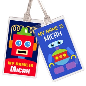 Kids Personalized Robots Name Tag Set - Etsy