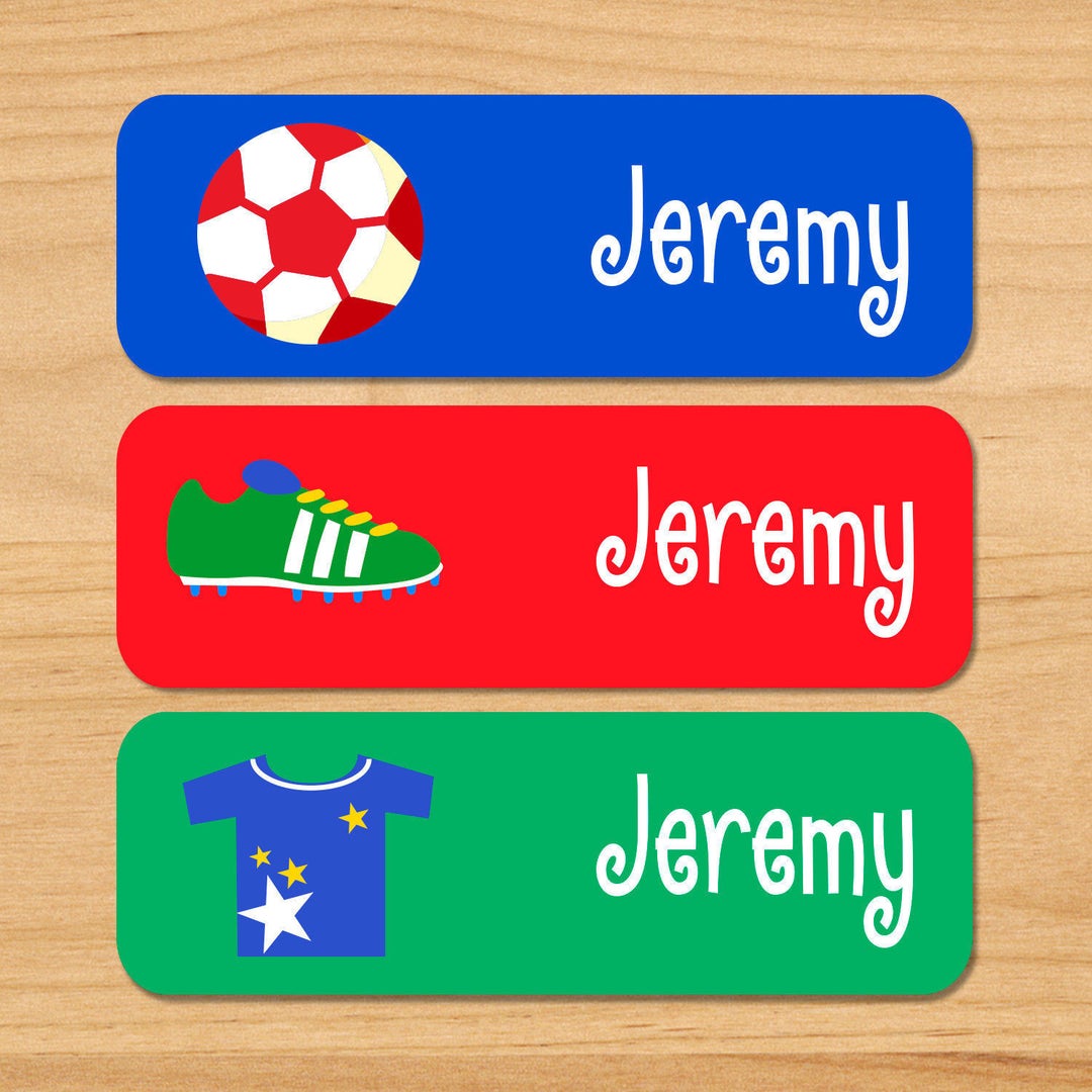 Boys Soccer Waterproof Name Labels Personalized Soccer School - Etsy UK