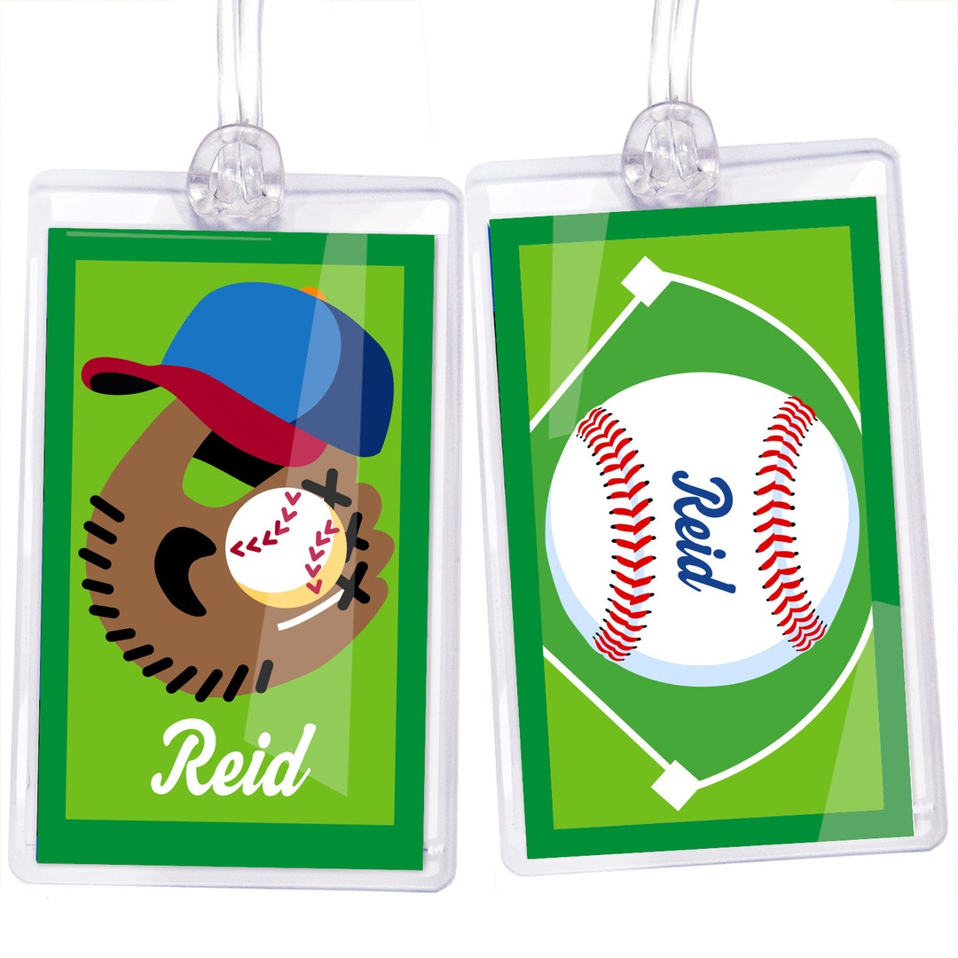 Kid's Personalized Baseball Name Tag Set - Etsy