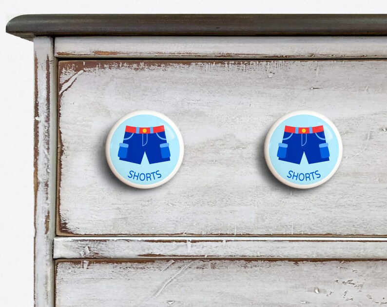 Boys Shirt Drawer Knobs, Set of 2 Knobs, Dresserz Kids Drawer Pull, Clothing Organization Drawer ...