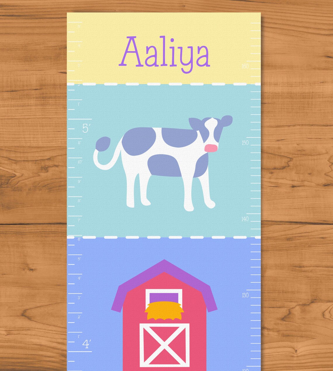 Kids Personalized Barnyard Canvas Growth Chart, Kids Bedroom Decor ...