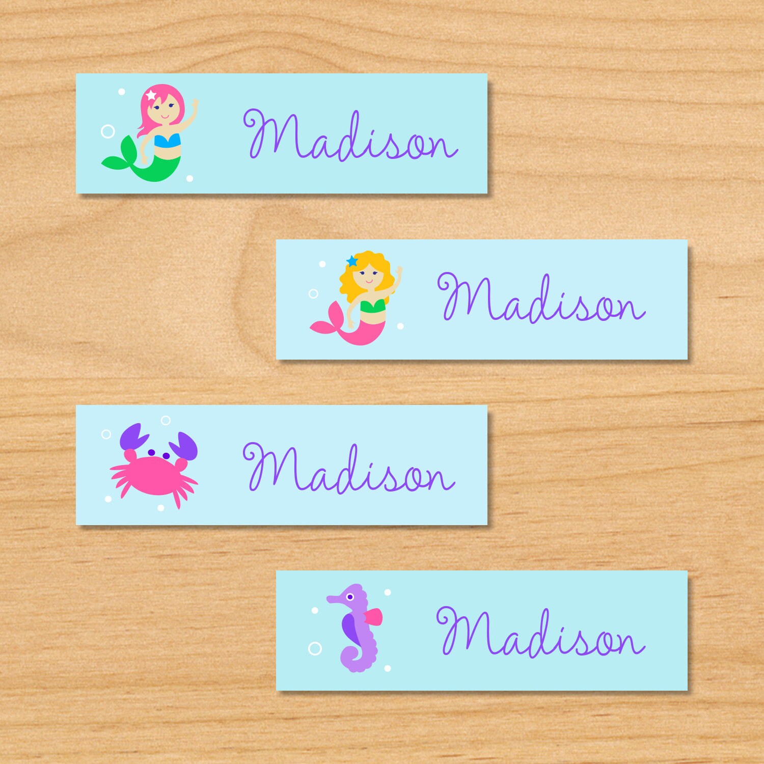 Girls Mermaids Waterproof Name Labels Personalized | Etsy