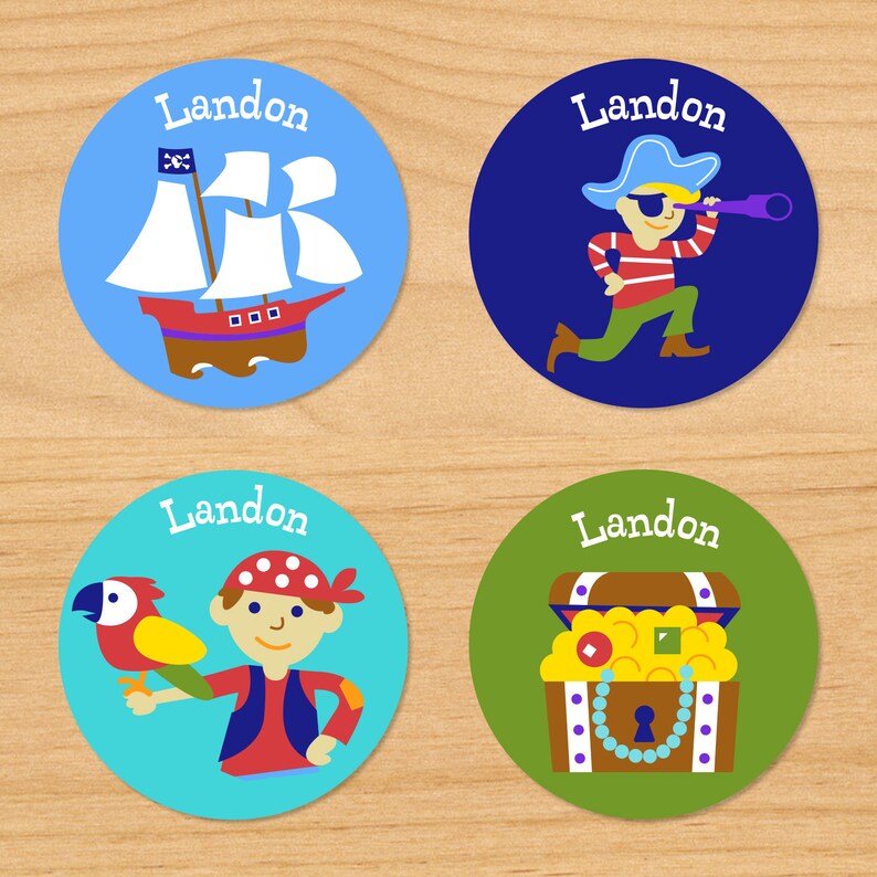 Kids Pirates Waterproof Name Labels, Personalized Pirate Daycare Labels ...