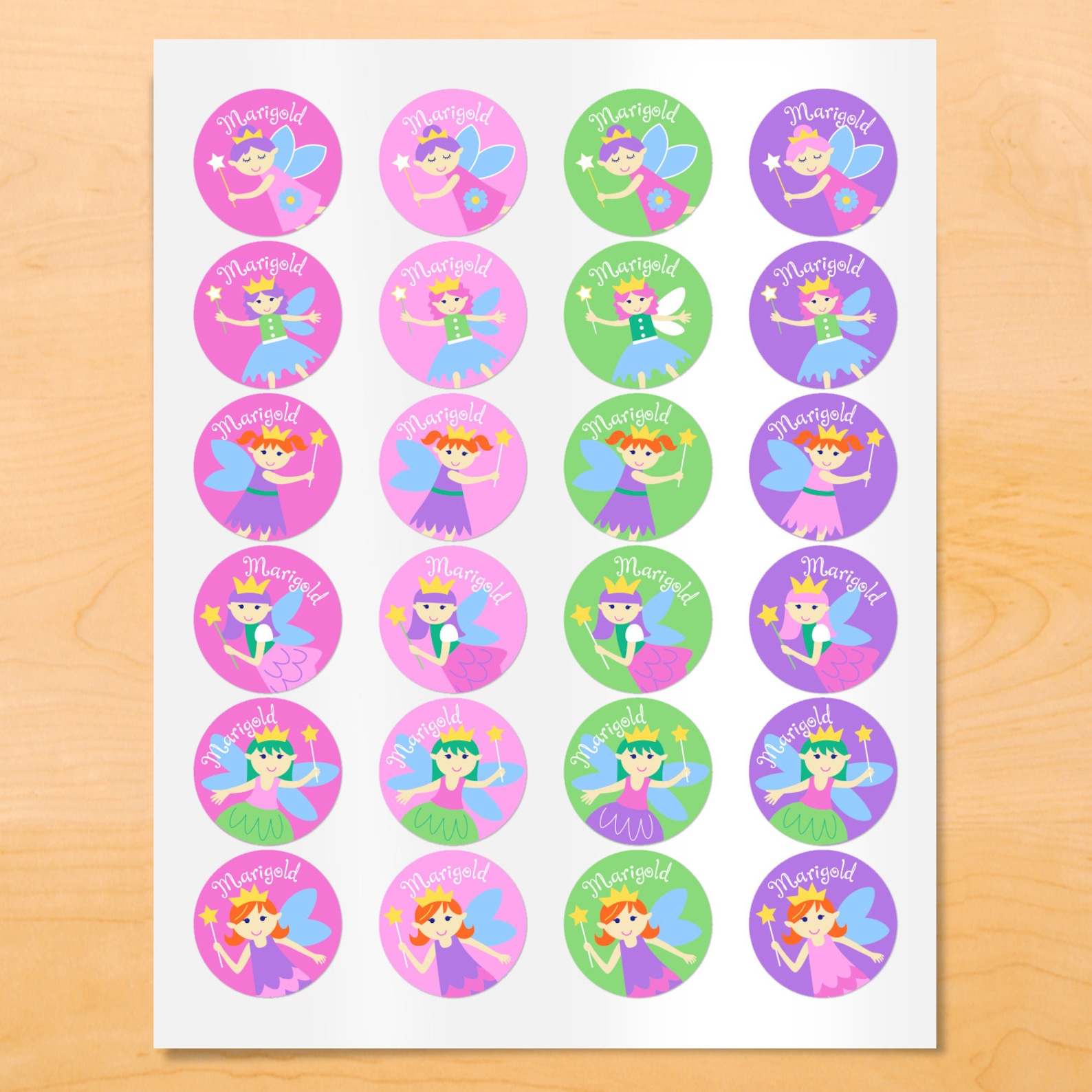 Girls Fairy Princess Waterproof Name Labels, Personalized Fairy Daycare ...