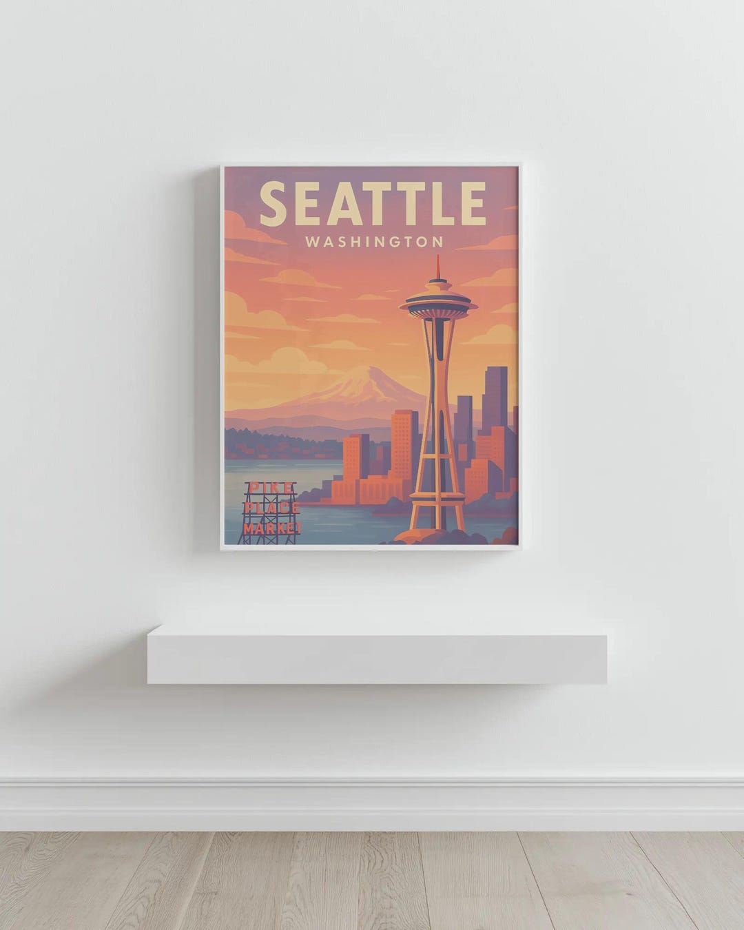 Seattle City Art Print • Seattle Skyline Poster • Washington Travel ...