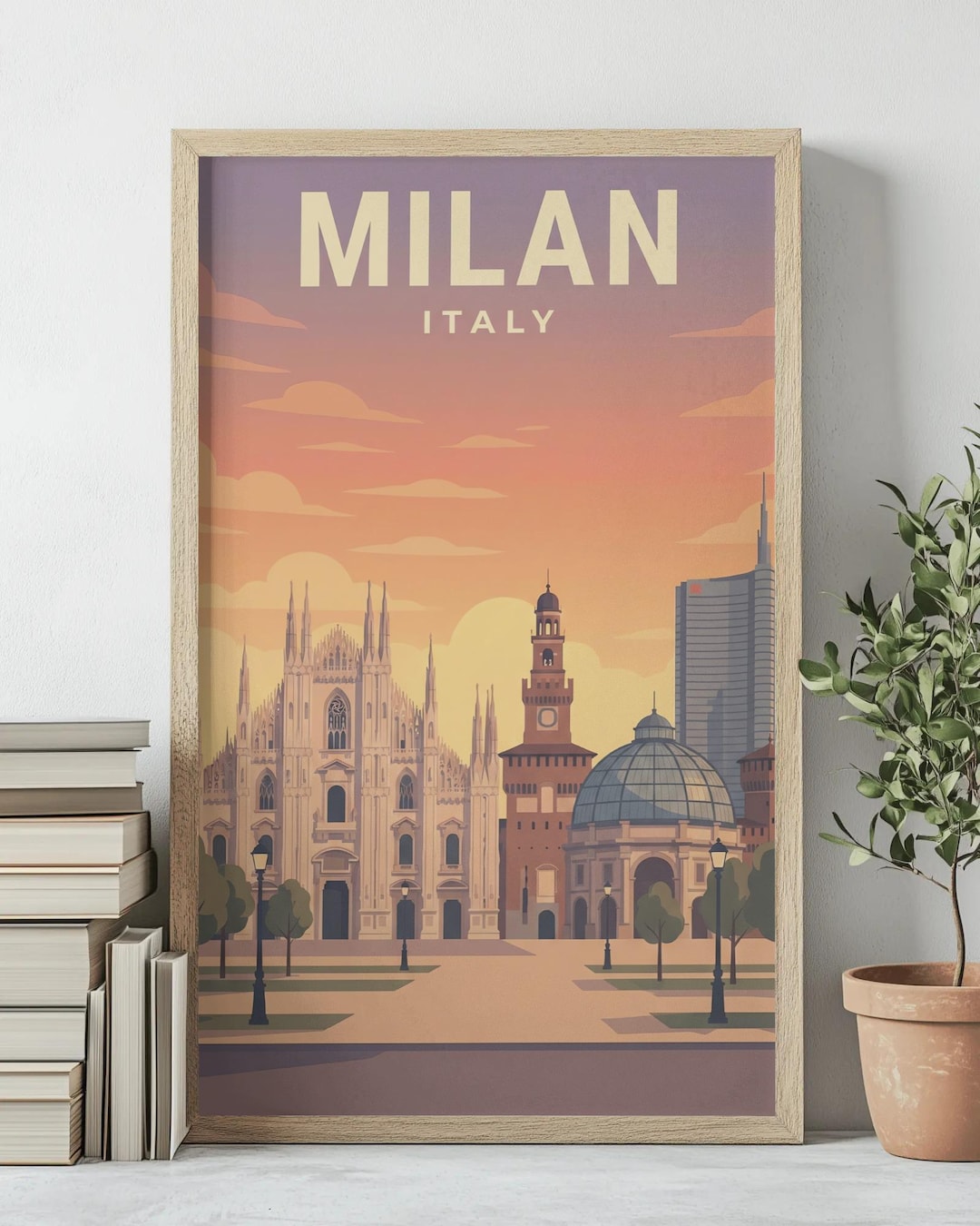 Milan Skyline Art Print · Italy City Poster · European Travel Wall Art ...