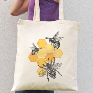 Bee Tote Bag Honey Bee Tote Bag Save the Bees Tote Insect | Etsy