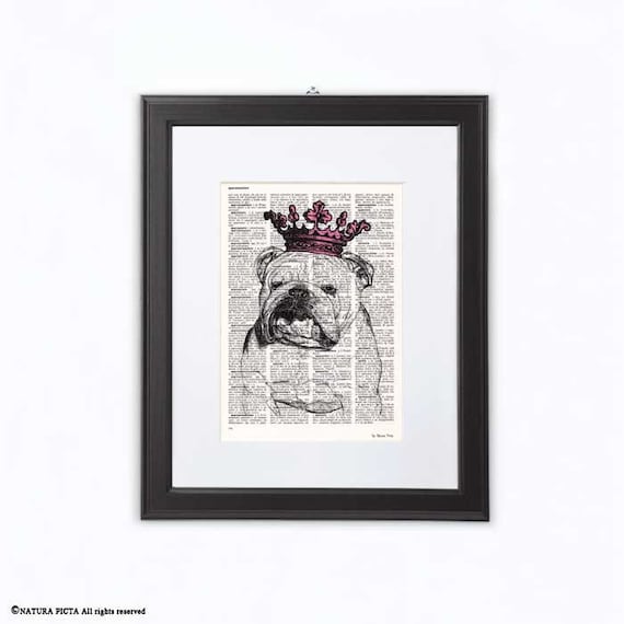 English bulldog Princess print English bulldog print bulldog | Etsy