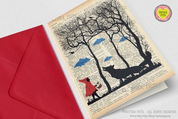 Little Red Riding Hood Card-custom Card-handmade Card-4x6 Inch - Etsy