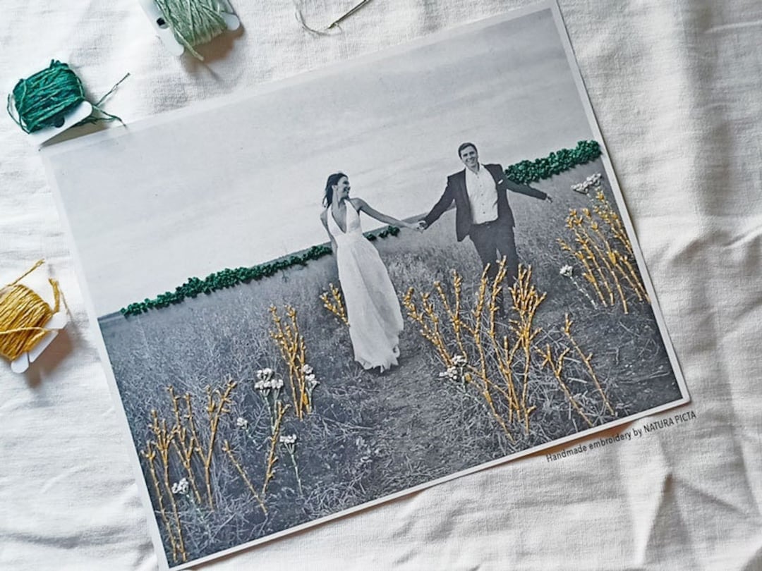 Custom Embroidery Wedding Photo on Eco-friendly Paper,embroidery Text ...