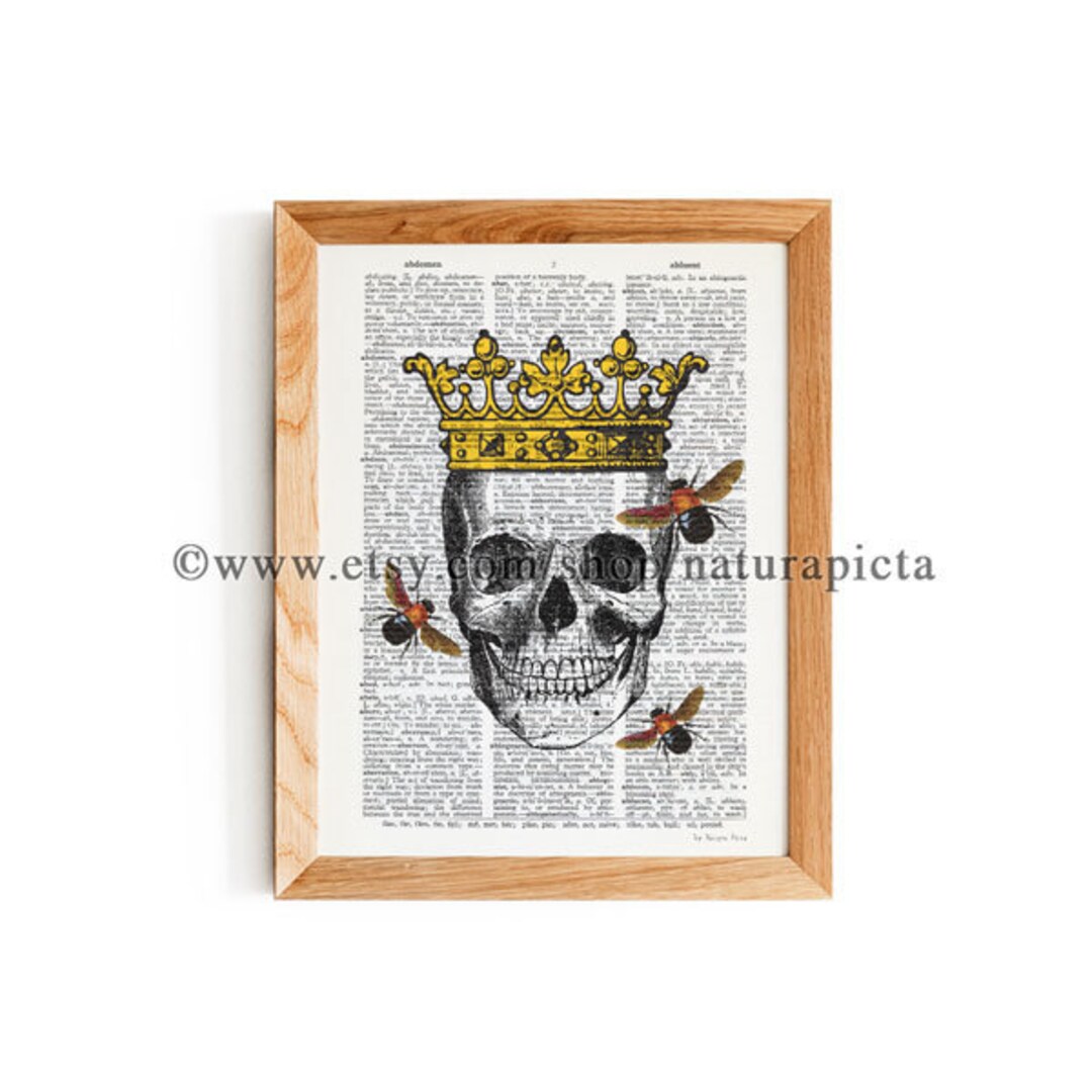 Human Skull Crowned With Bees Anatomy Print, Anatomy Print Set ...