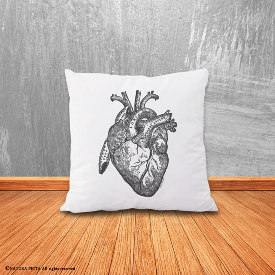 Heart Pillow Cover-human Heart Pillow-anatomy Pillow-steampunk Pillow ...
