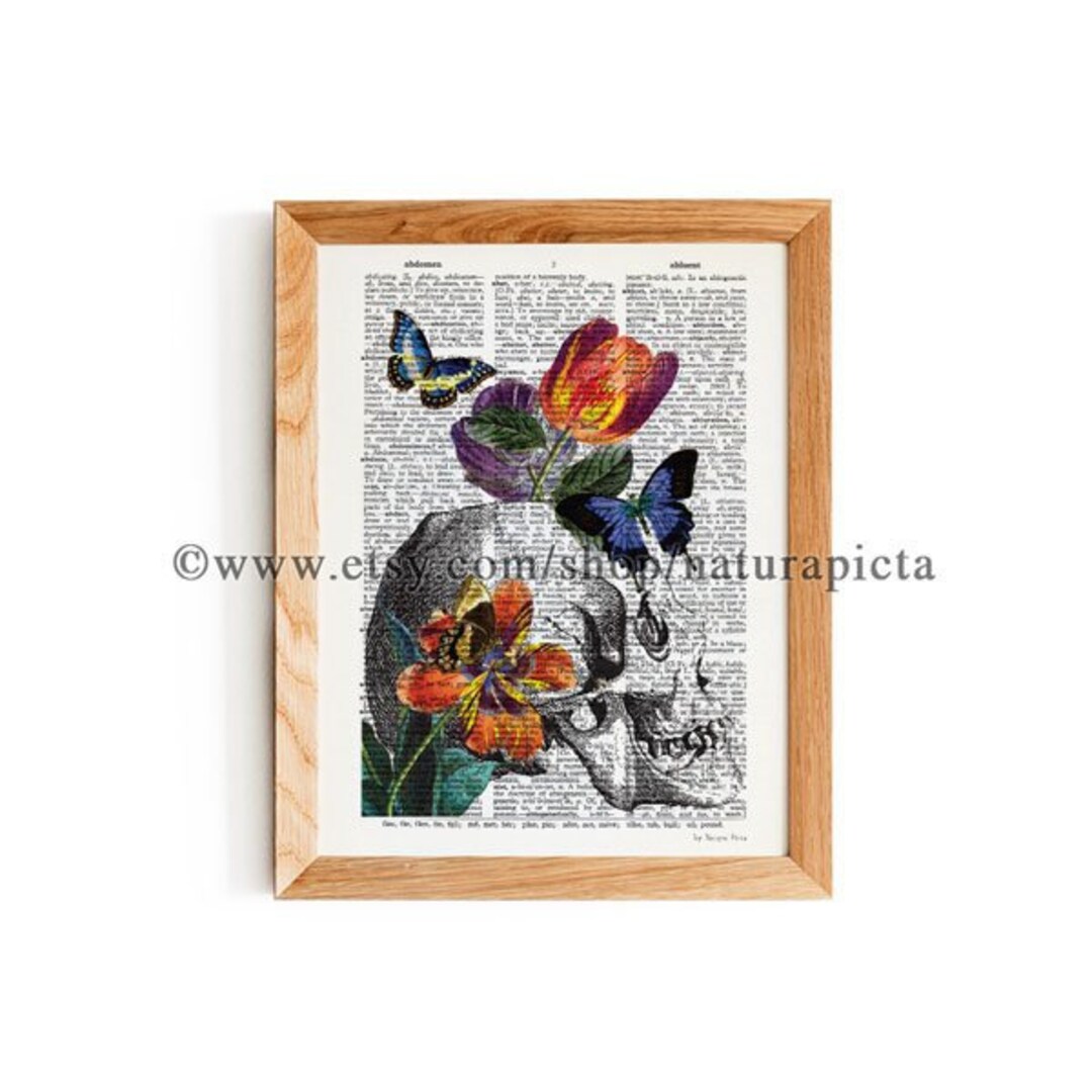 Human Skull With Flowers Anatomy Print, Doctor Gift, Medical Office ...