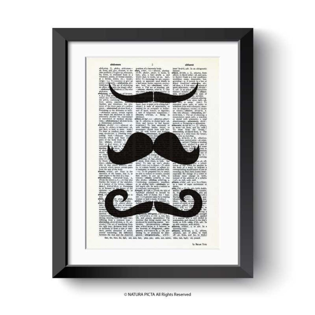 Mustache Print-mustache Dictionary Print-mustache Wall Art-upcycled ...