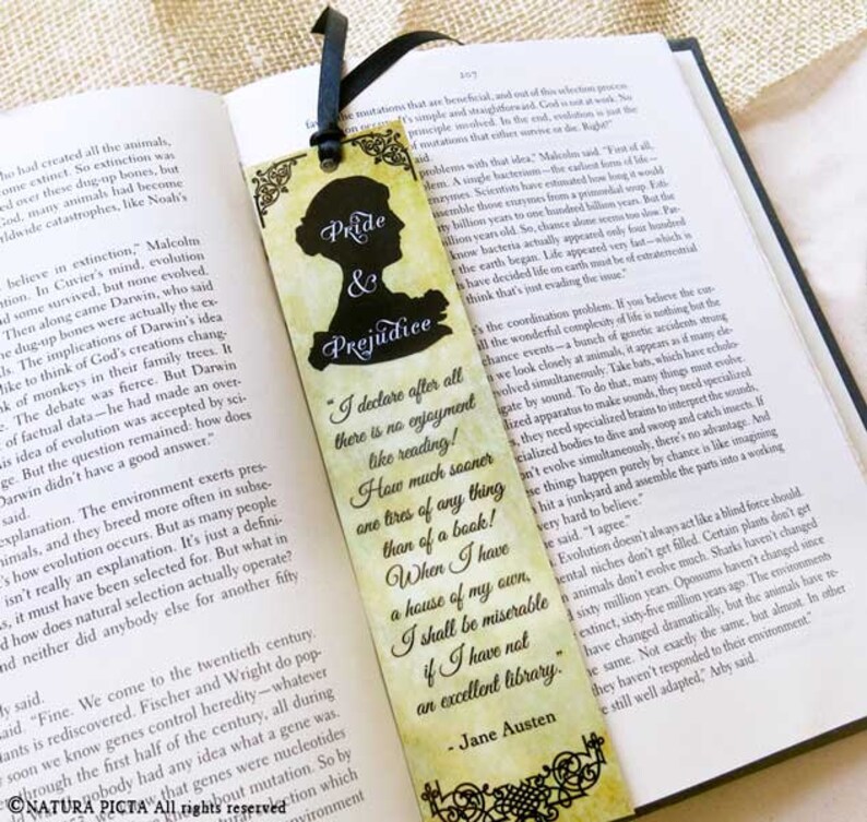 Jane Austen Bookmark-pride and Prejudice Bookmark-quote | Etsy