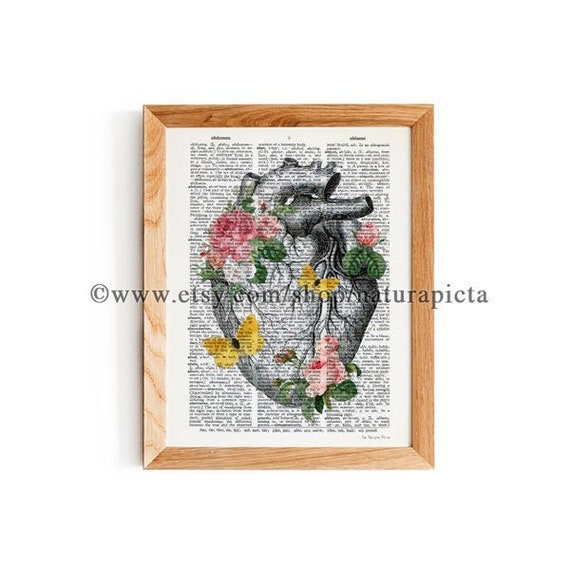 Anatomical Heart Print Heart Dictionary Print Heart Book - Etsy