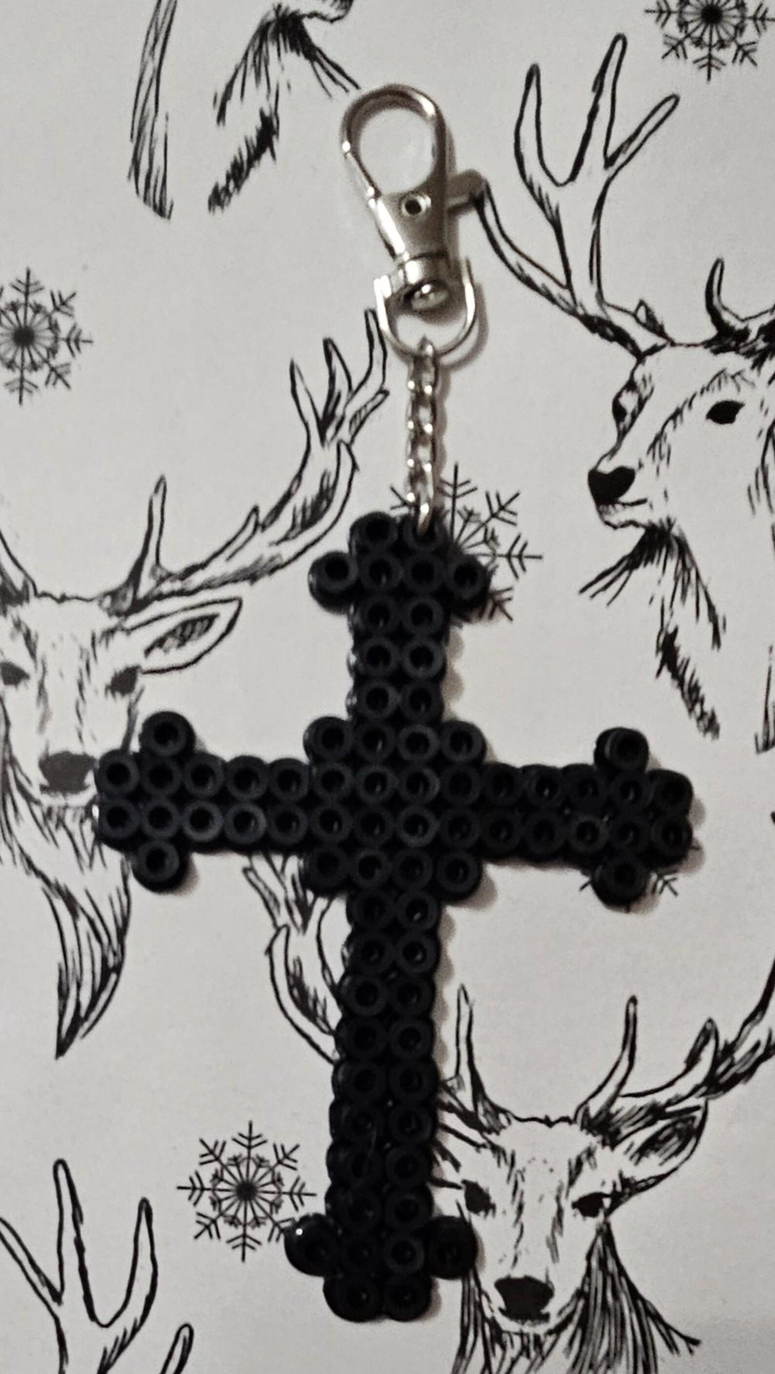 Black Cross Perler Bead Keychain - Etsy
