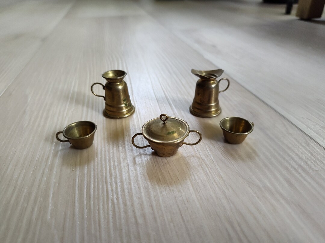 Miniature Brass Kitchen Items - Cups, Pitchers, Pot With Lid - Etsy