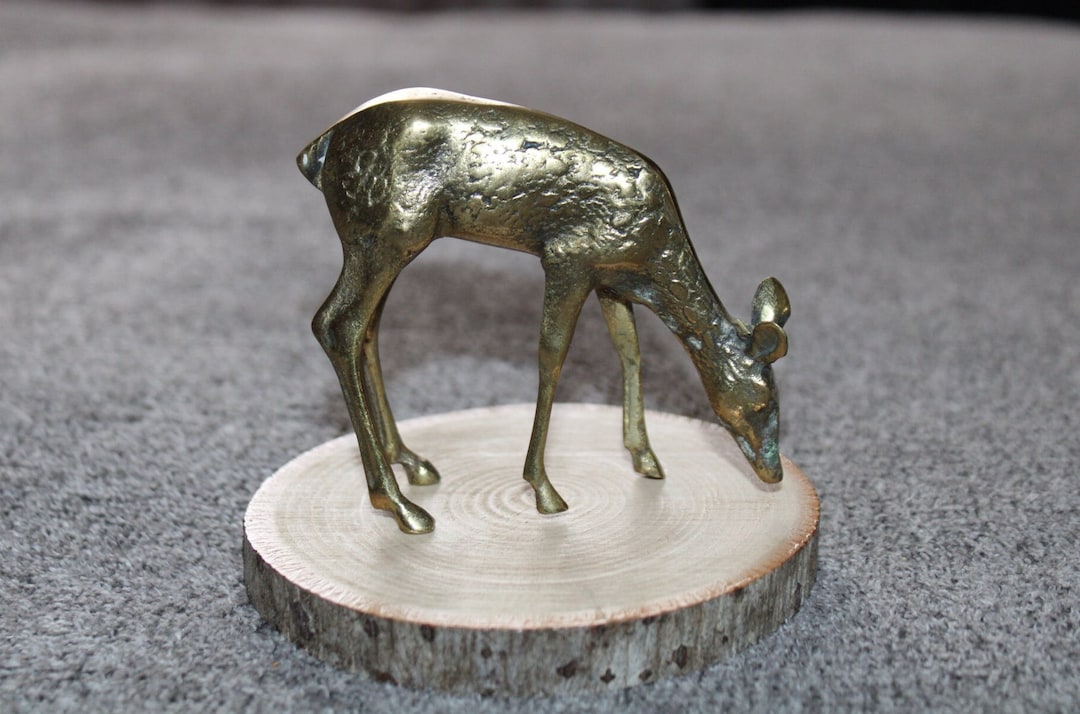 Vintage Brass Deer Doe Etched Figurine - Etsy