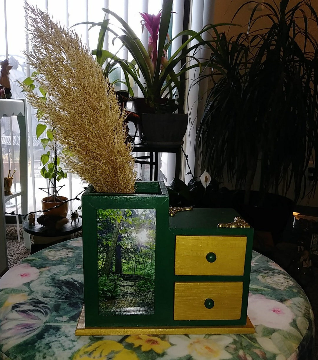 Forest Trinket Jewelry Box With Fairy Door & Glass Frame - Etsy