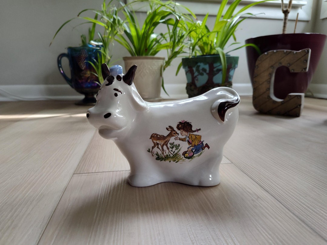 Ellgreave Rosie Cow Ceramic Piggy Bank W/ a Girl and Deer & Boy and ...