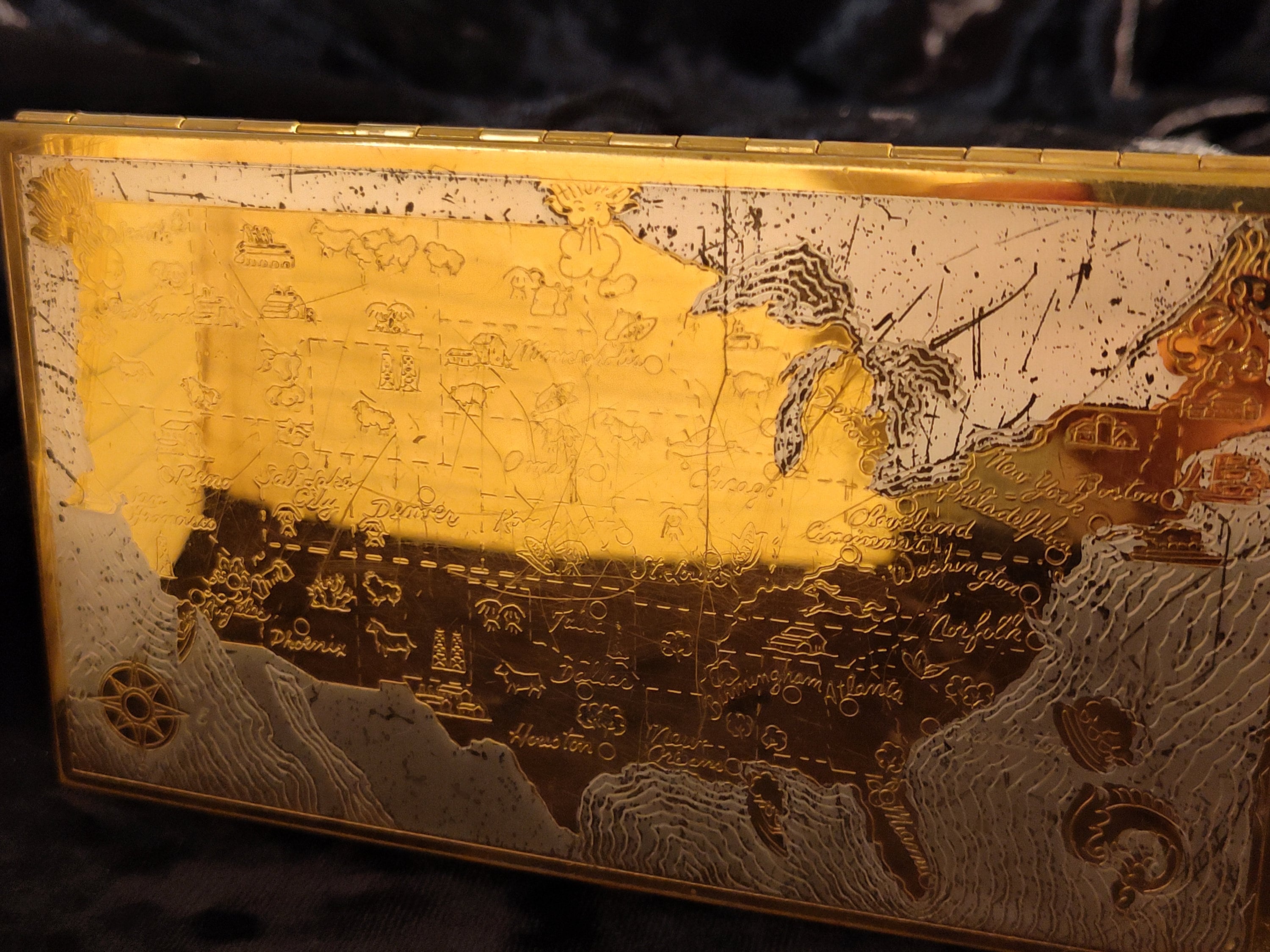 Wadsworth Gold-tone Cigarette Case United States Map Design 1950s - Etsy