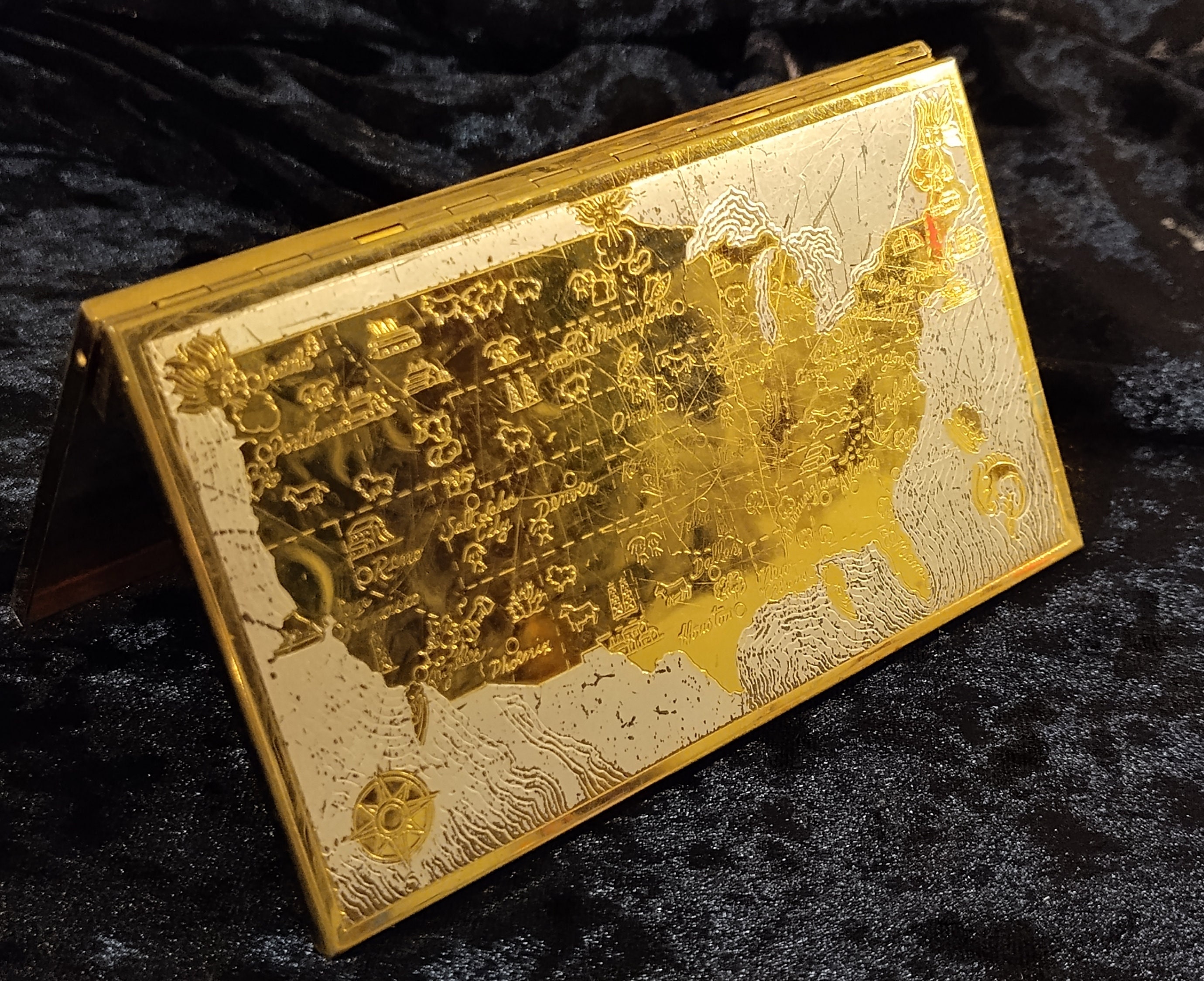 Wadsworth Gold-tone Cigarette Case United States Map Design 1950s - Etsy