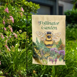 Pollinator Garden Sign With Bee, Fabric Yard Sign, Save the Bees ...